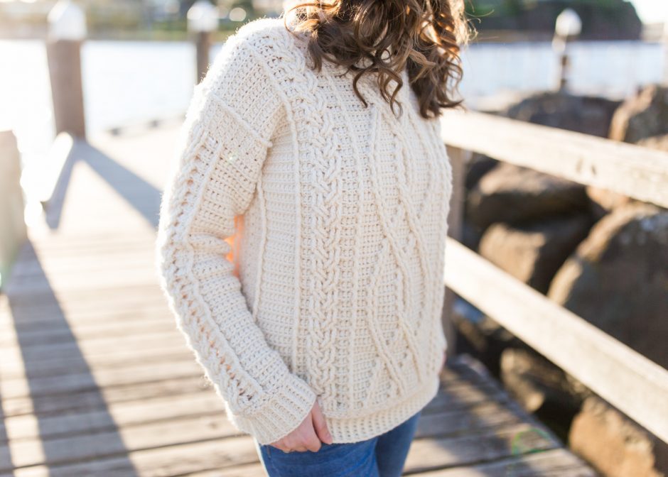Meara Fisherman Sweater Free Crochet Pattern by Hopeful Honey