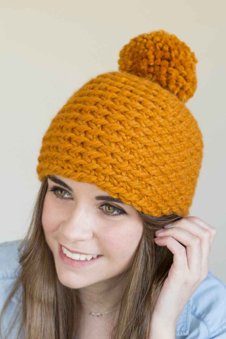 Toffee Apple Pompom Beanie Crochet Pattern - Hopeful Honey