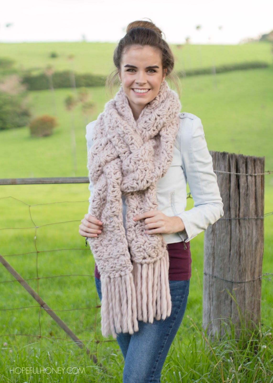 Woodrose Fringe Scarf - Crochet Pattern + Giveaway - Hopeful Honey